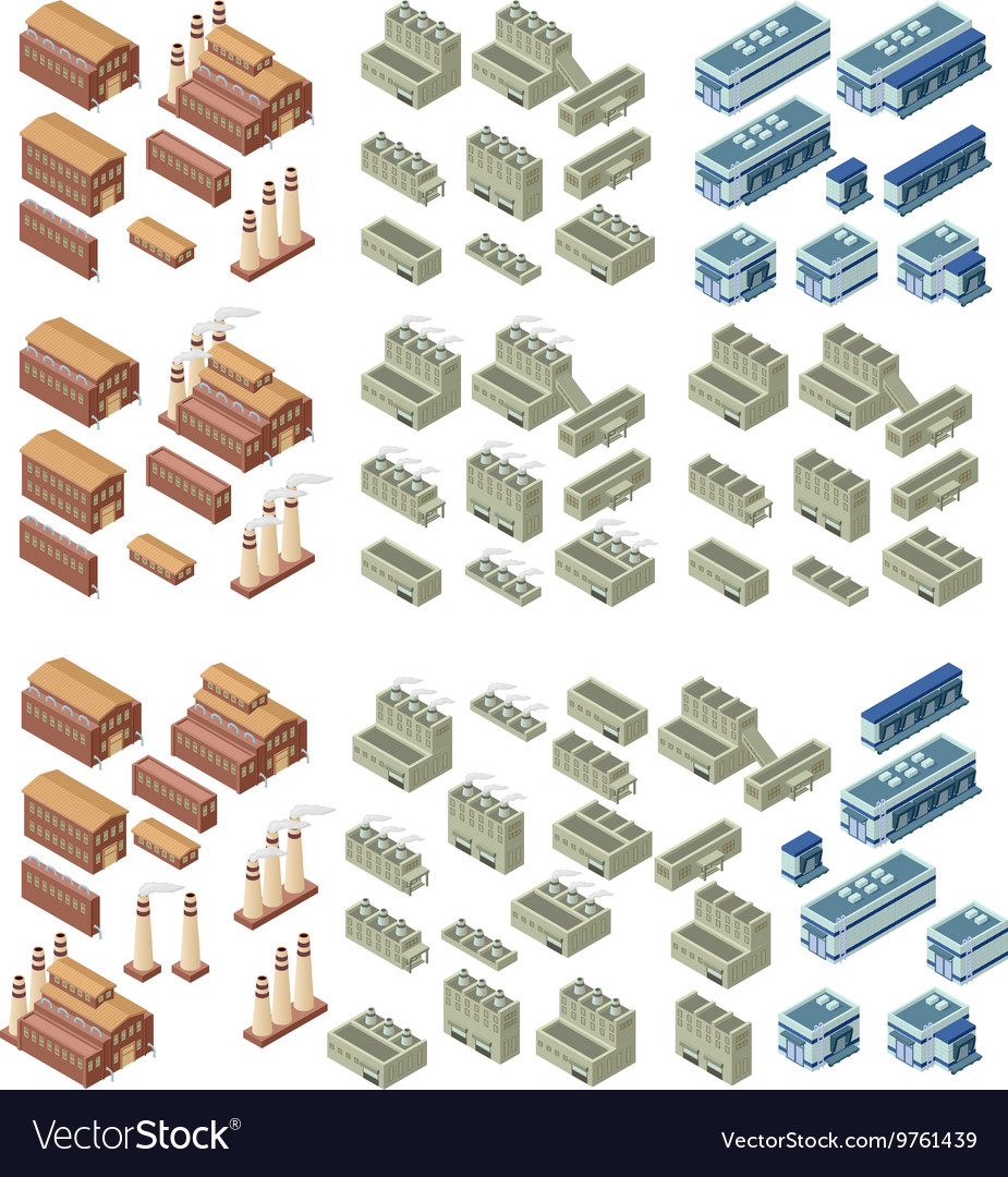 3d buildings set Royalty Free Vector Image - VectorStock