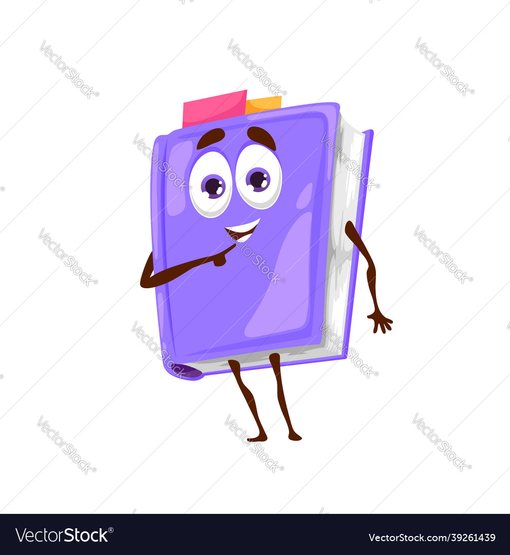 Cartoon Book School Textbook Cute Character Vector Image