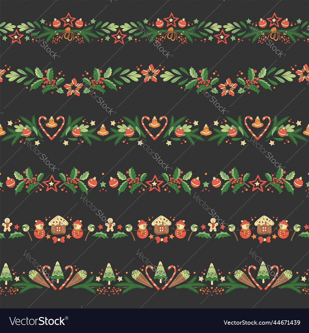 Decorative christmas seamless borders Royalty Free Vector