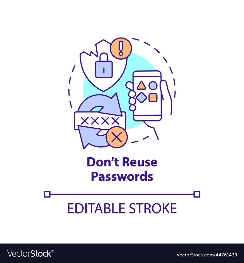 Do not reuse passwords concept icon Royalty Free Vector