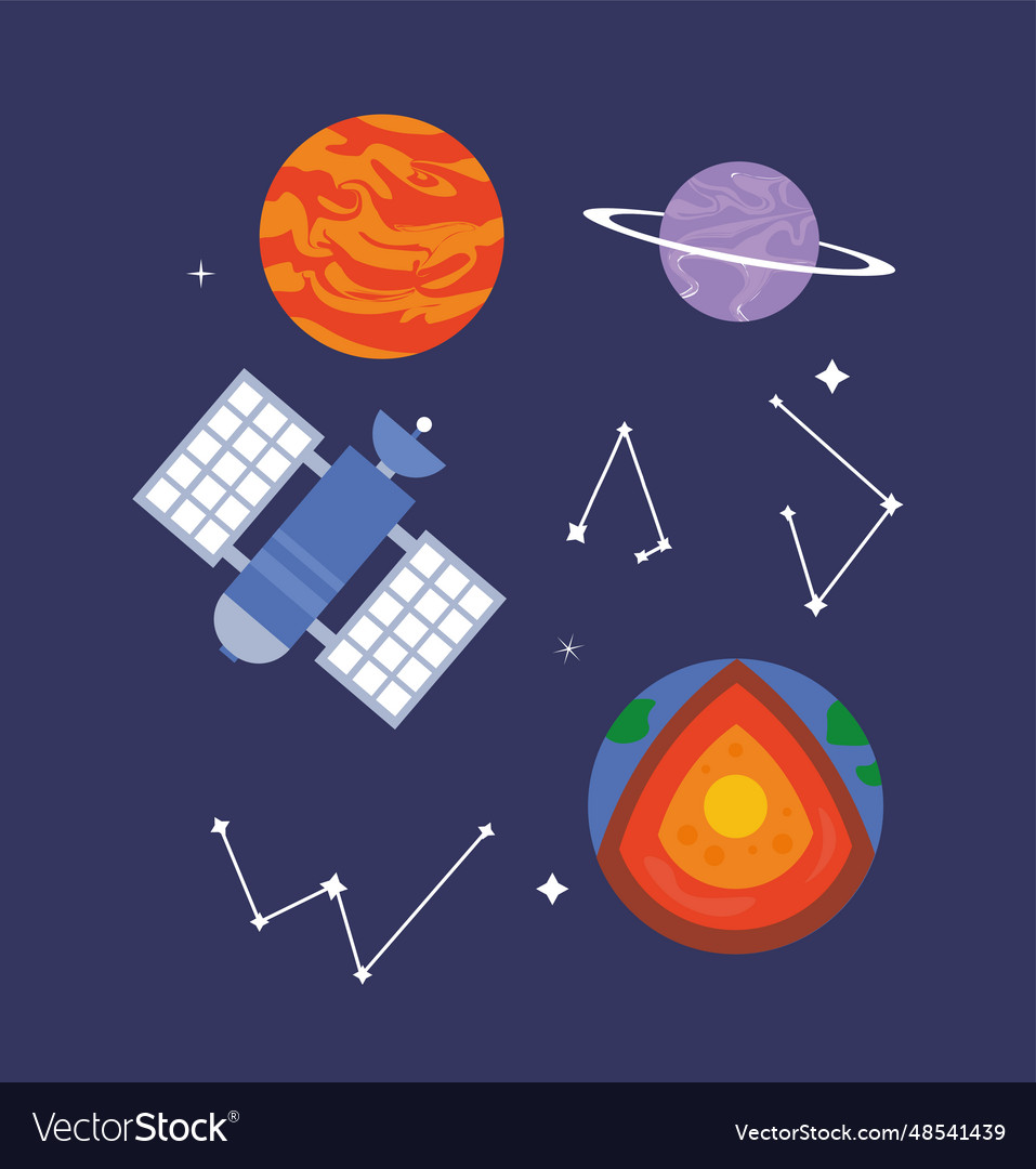 Galaxy objects set Royalty Free Vector Image - VectorStock