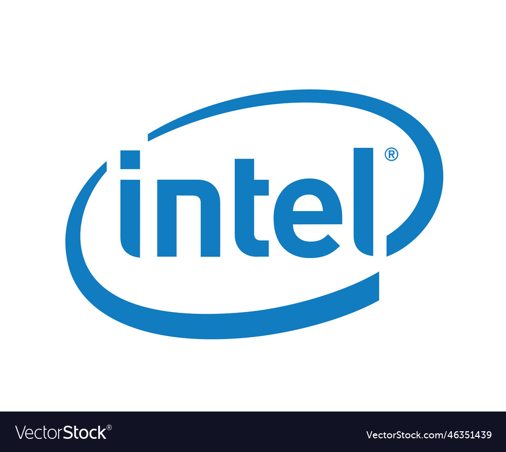 Intel brand logo symbol design software computer Vector Image