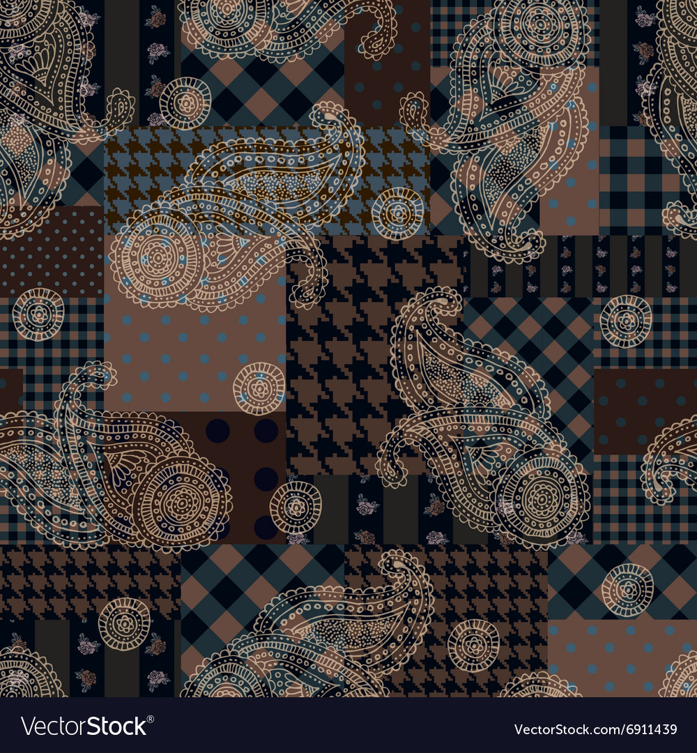 Patchwork with the paisley pattern Royalty Free Vector Image