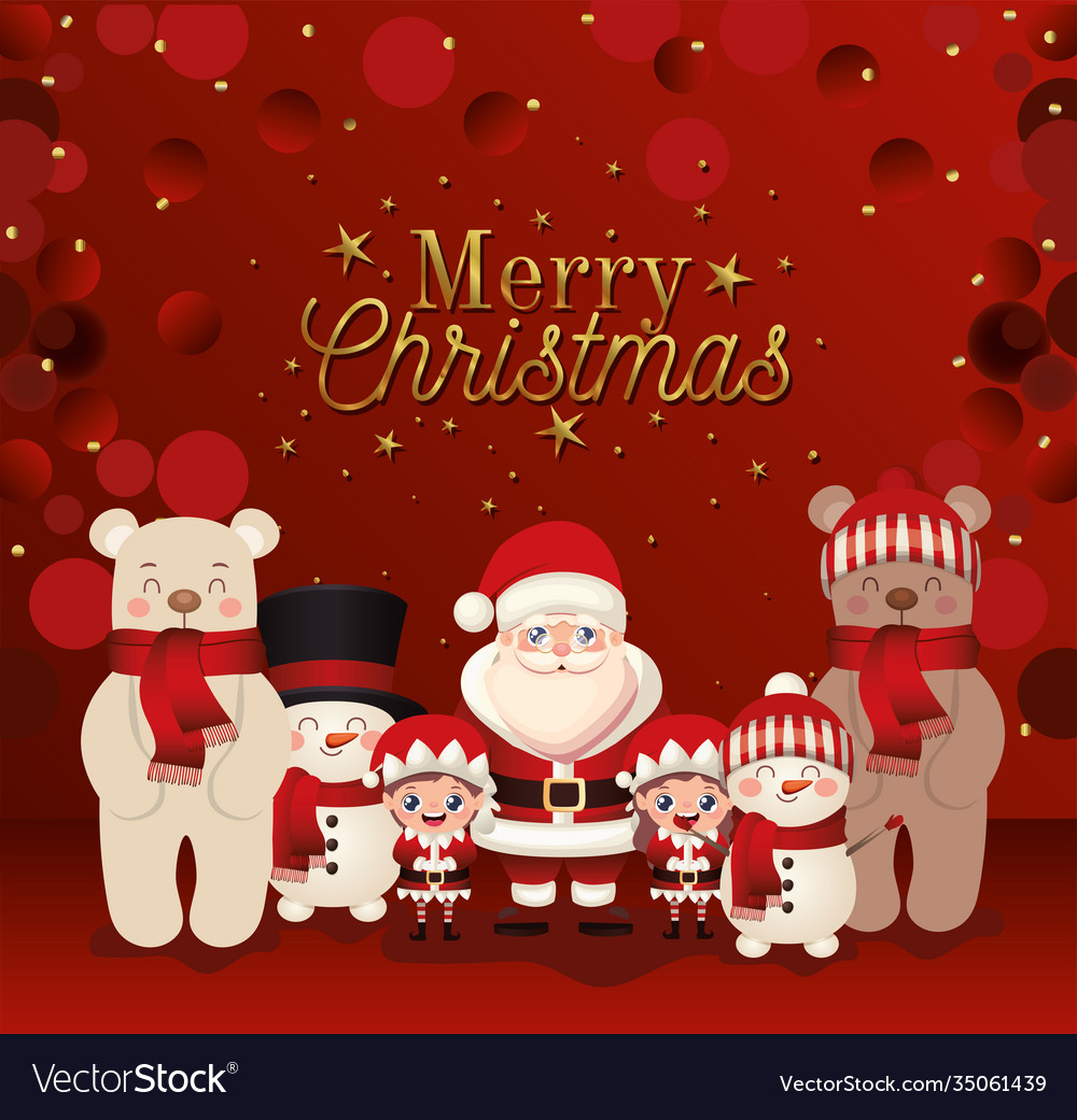 Set christmas icons with merry Royalty Free Vector Image