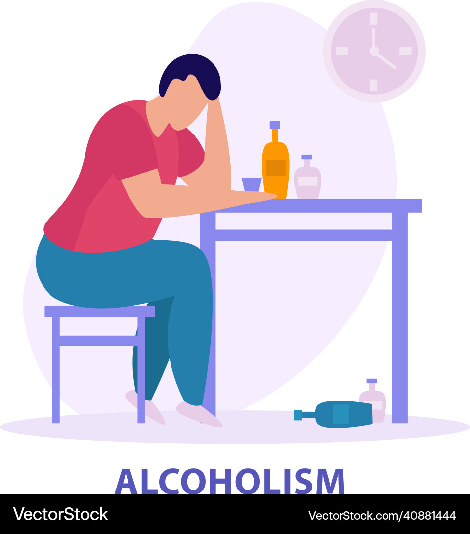 Alcoholism Mental Disorder Composition Royalty Free Vector