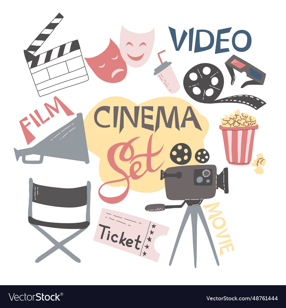 Cinema elements set Royalty Free Vector Image - VectorStock