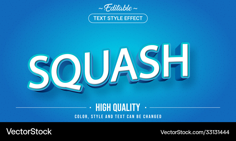 Editable text style effect - squash theme style Vector Image