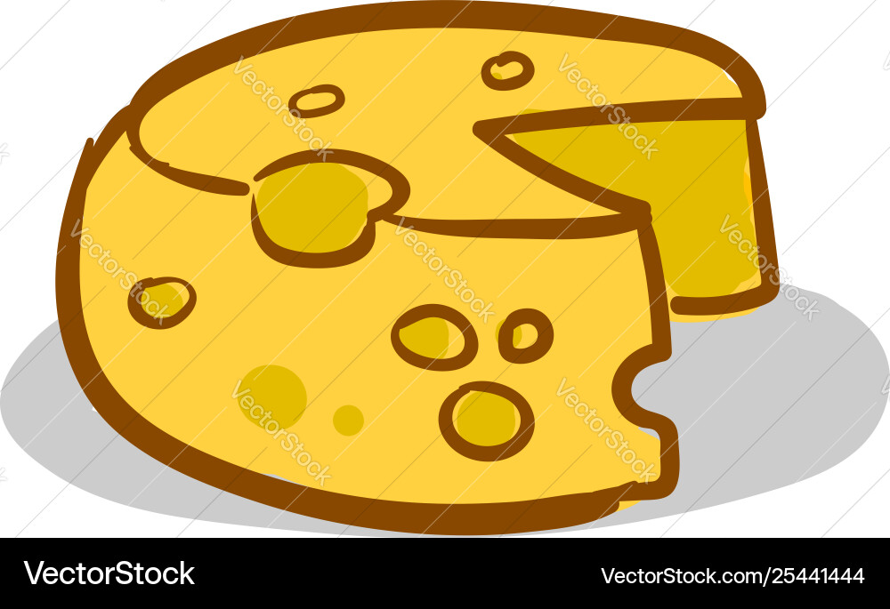 Mouse bite on large block round yellow Royalty Free Vector