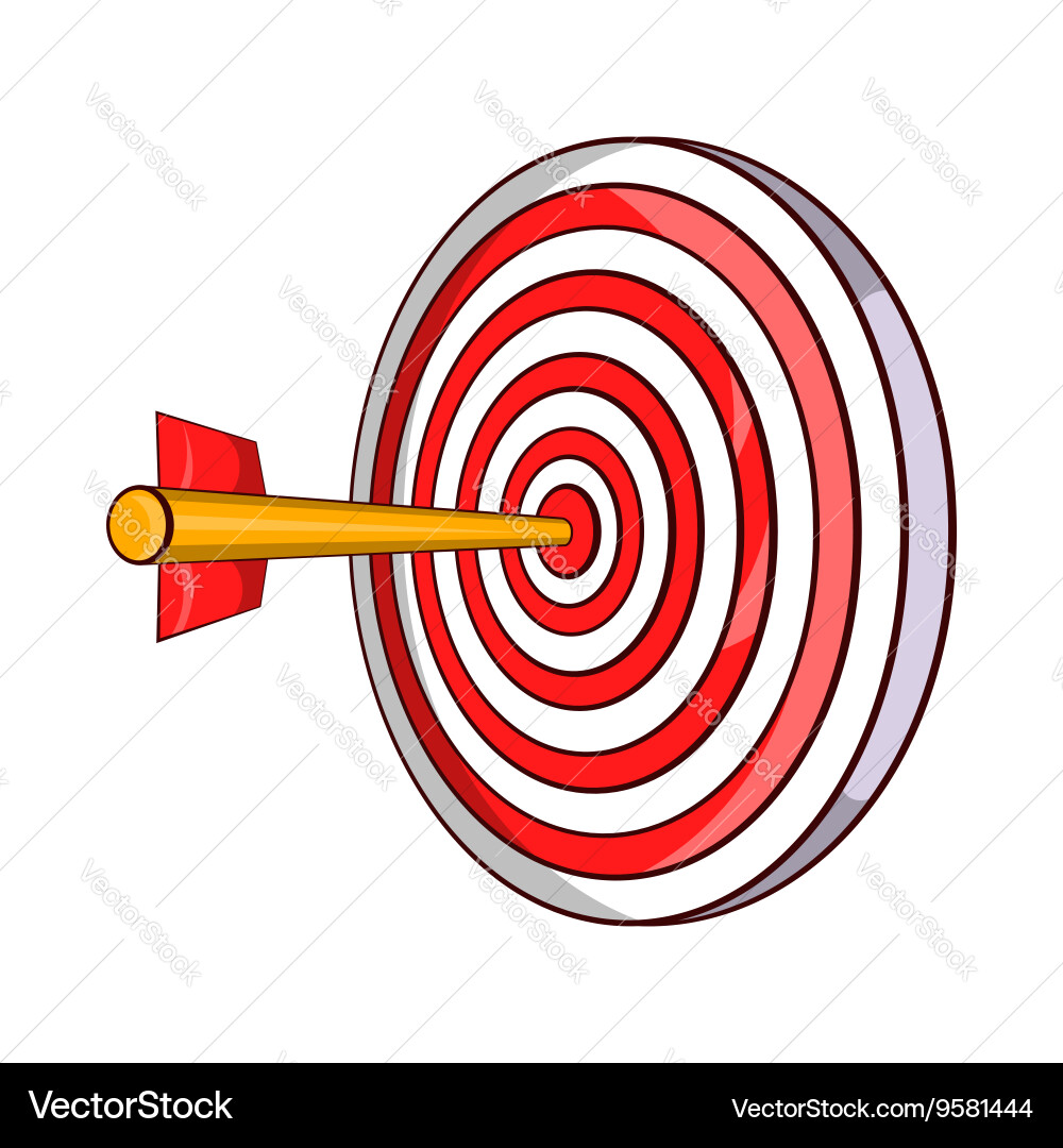 Red target and dart icon cartoon style Royalty Free Vector