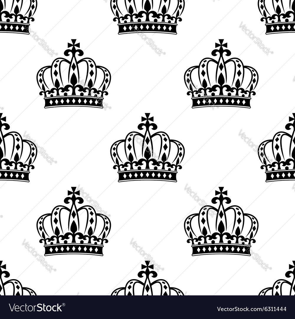 Seamless royal crowns pattern background Vector Image