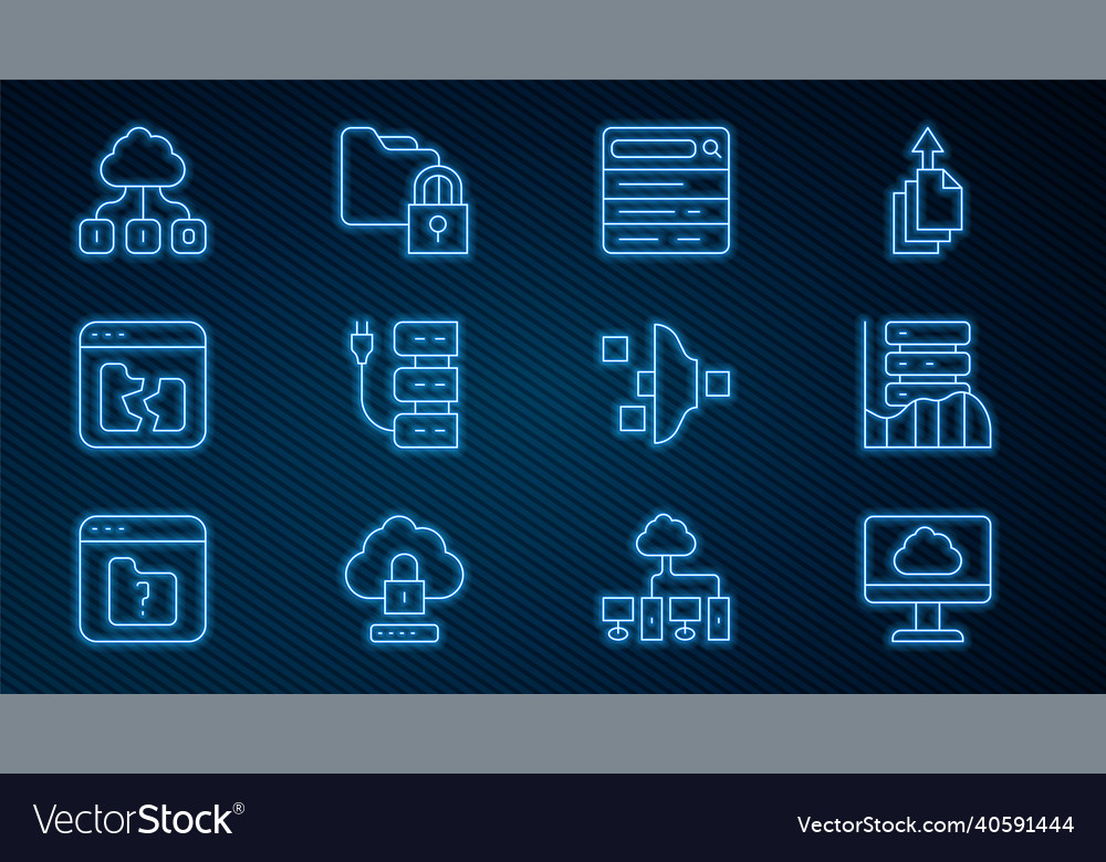 Set line cloud technology data transfer server Vector Image Set line cloud technology data transfer server Vector Image