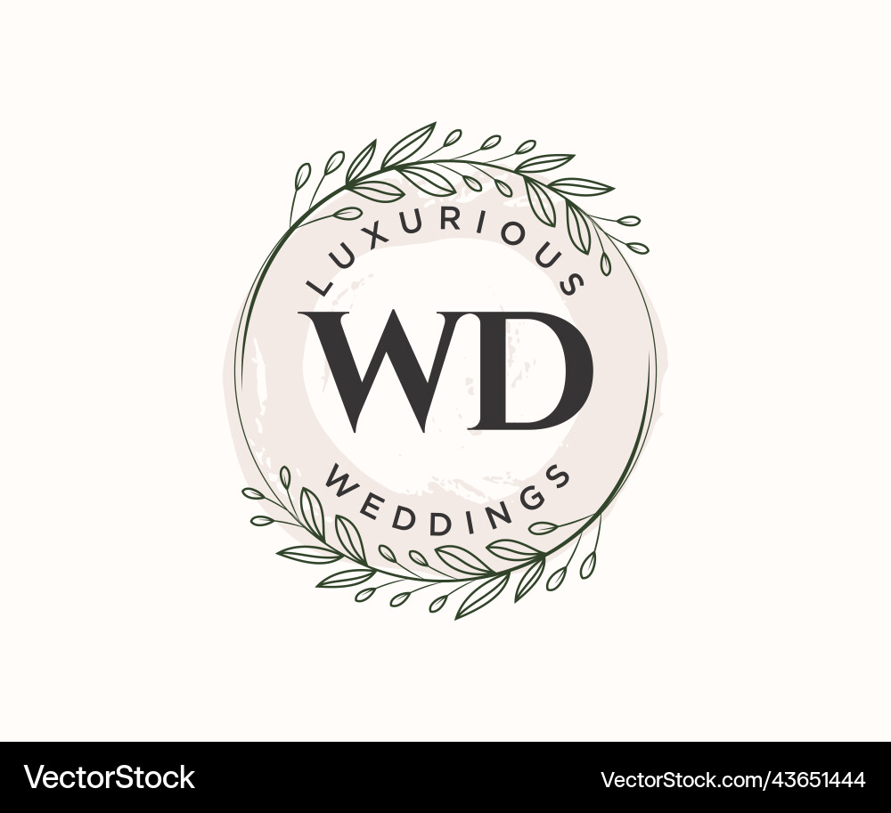 Wd initials letter wedding monogram logos Vector Image