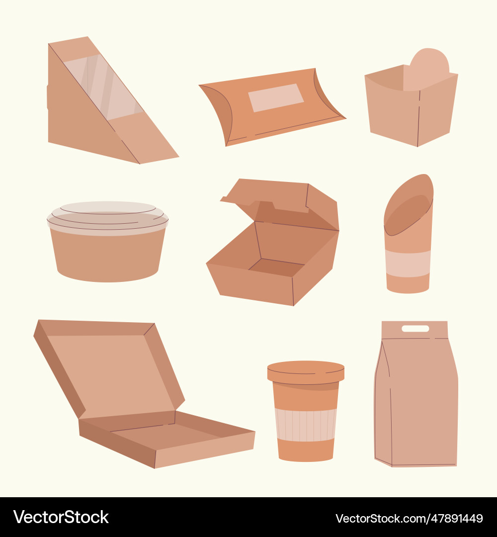 Cardboard paper boxes wastes set cardboard used Vector Image