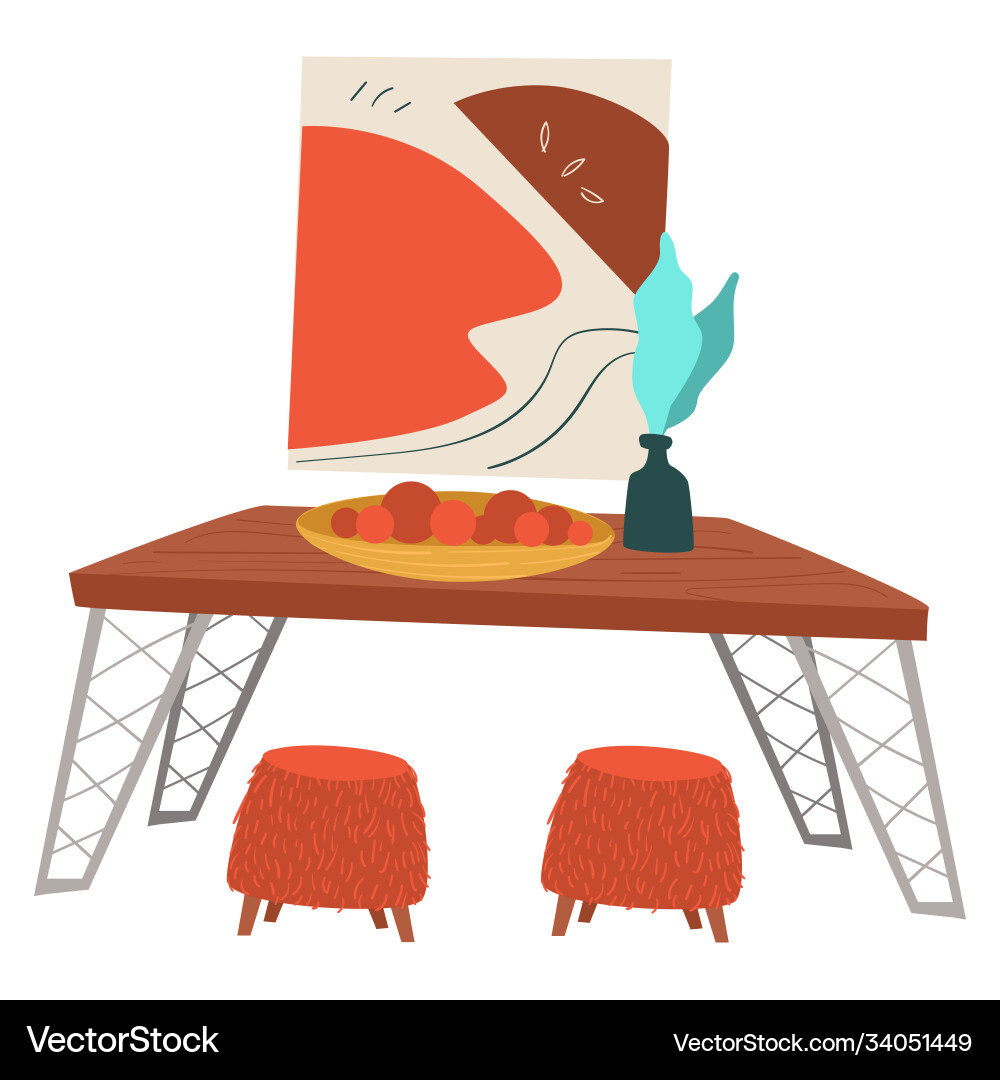 Dining room or kitchen interior table with food Vector Image