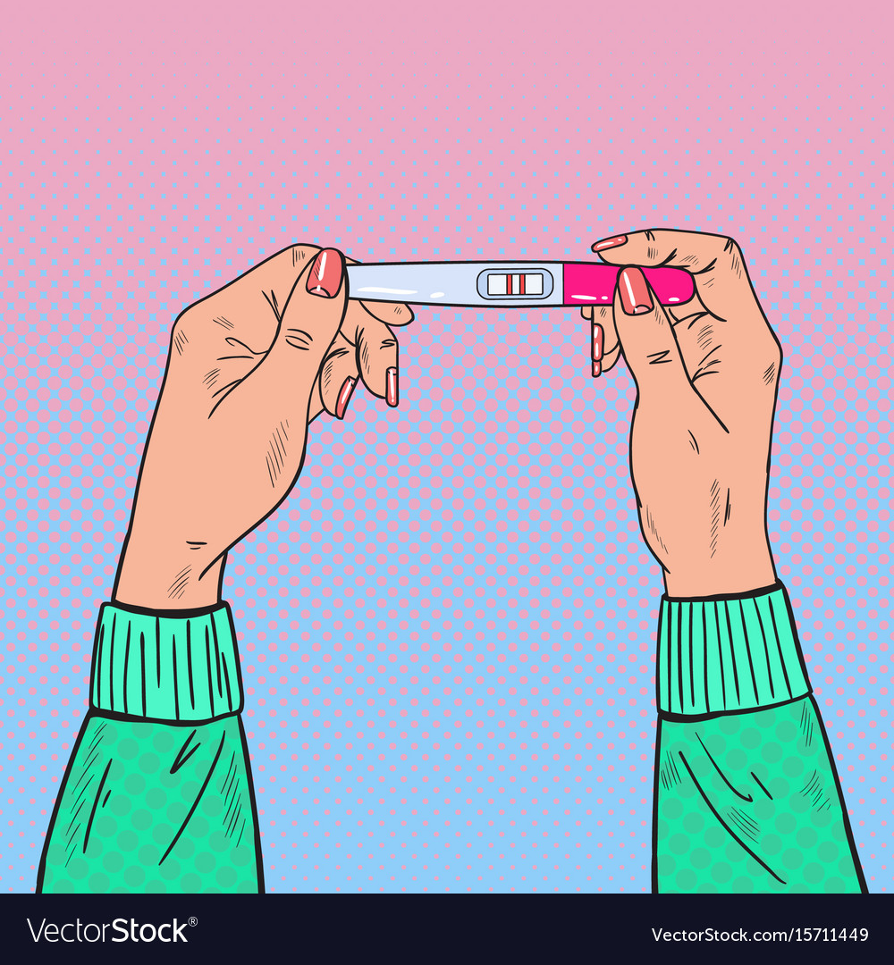 Female Hands Holding Positive Pregnancy Test Vector Image