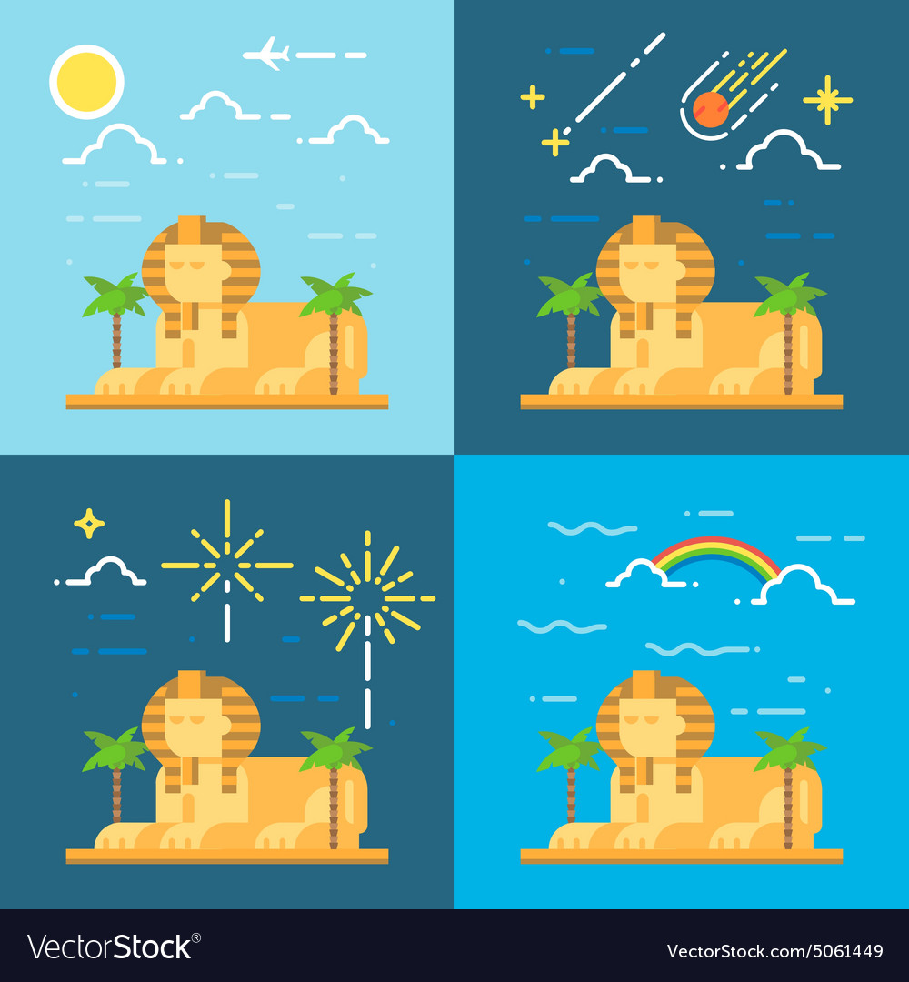 Flat design 4 styles sphinx giza egypt Royalty Free Vector Flat design 4 styles sphinx giza egypt Royalty Free Vector