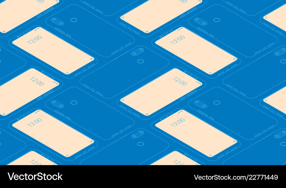 Smartphone seamless flat isometric pattern Vector Image