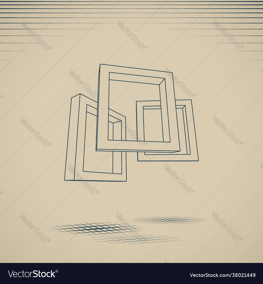 Three rectangular 3d frames blueprint Royalty Free Vector