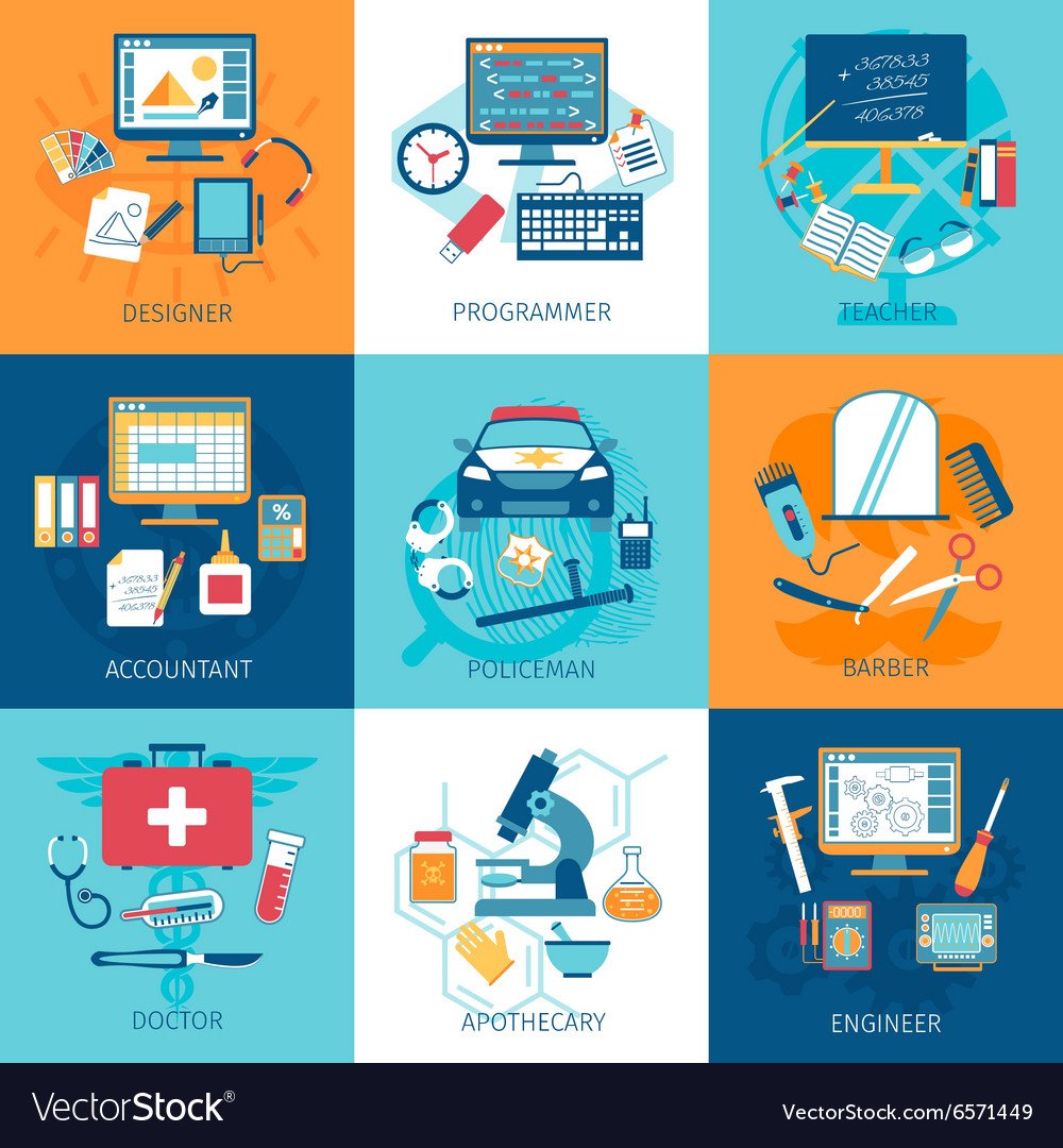 Workspace Concept Set Royalty Free Vector Image