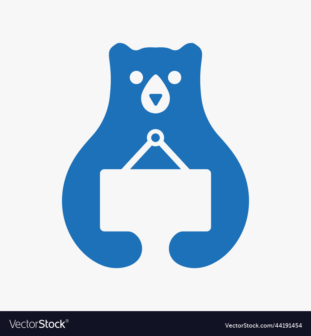Initial Bear Notice Board Logo Negative Space Vector Image