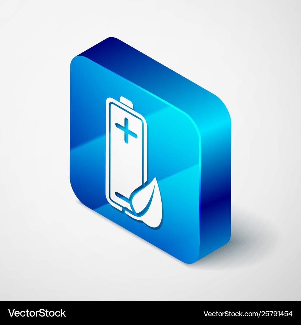 Isometric eco nature leaf and battery icon Vector Image