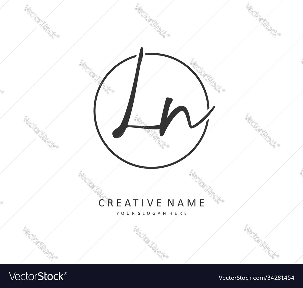 L n ln initial letter handwriting and signature Vector Image