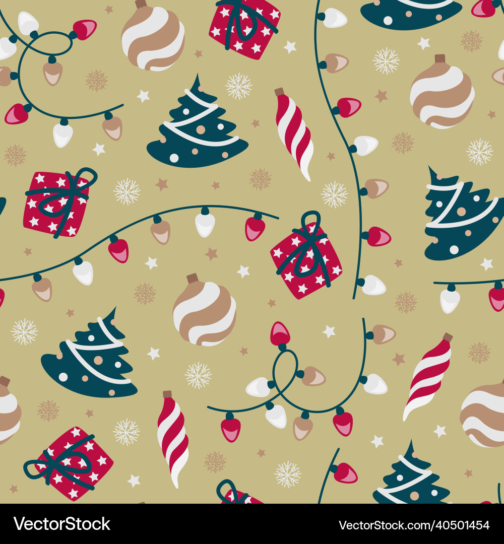 Seamless pattern flat red and green christmas Vector Image