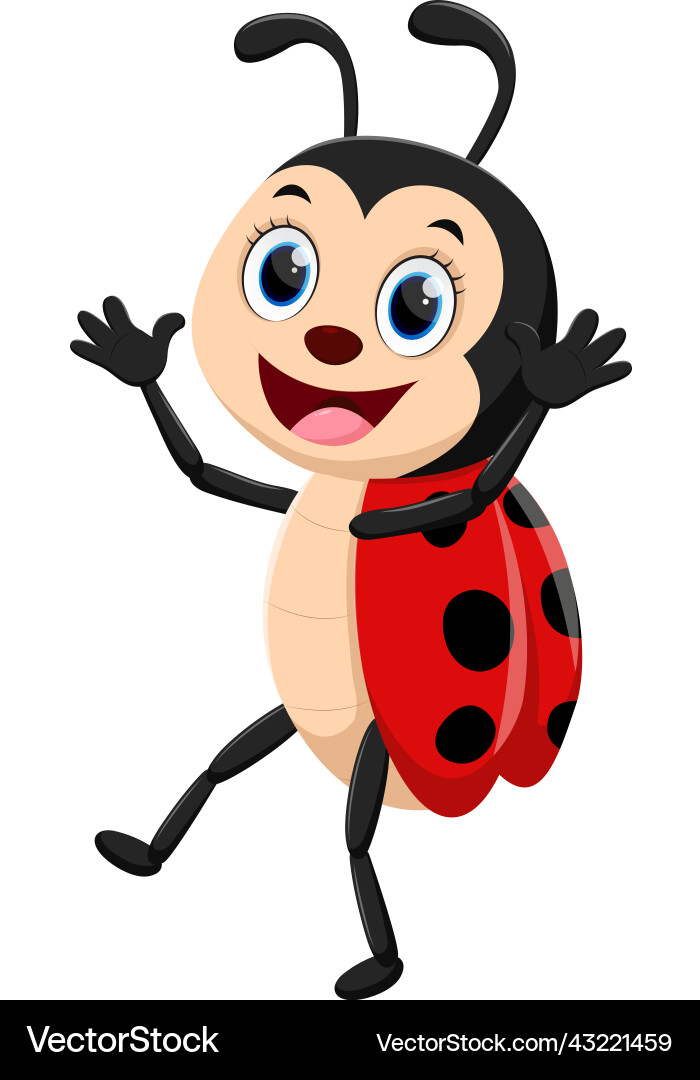 Cartoon ladybug waving hand isolated on white Vector Image
