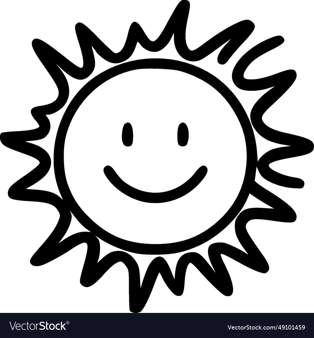 Sunshine - black and white Royalty Free Vector Image