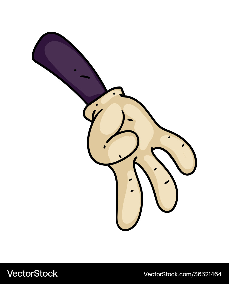 Comic cartoon hand three fingers gesture on white Vector Image