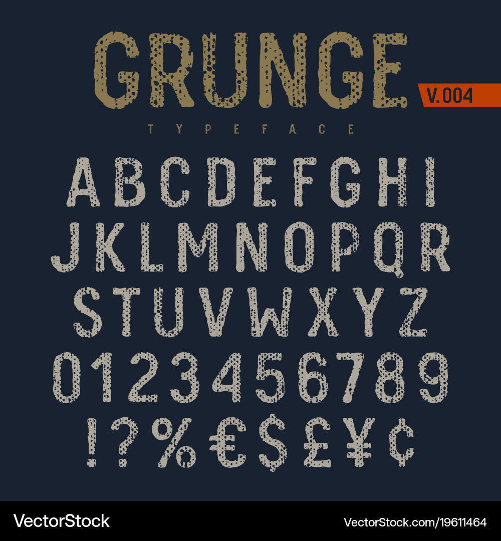 Grunge font 006 Royalty Free Vector Image - VectorStock