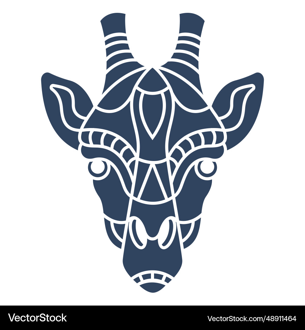 Mandala giraffe head blue Royalty Free Vector Image