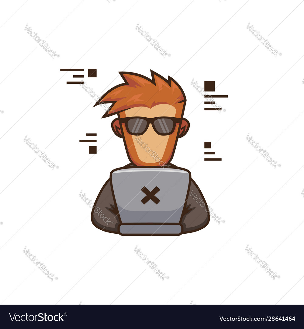 Monkey ape coder logo mascot programmer Royalty Free Vector
