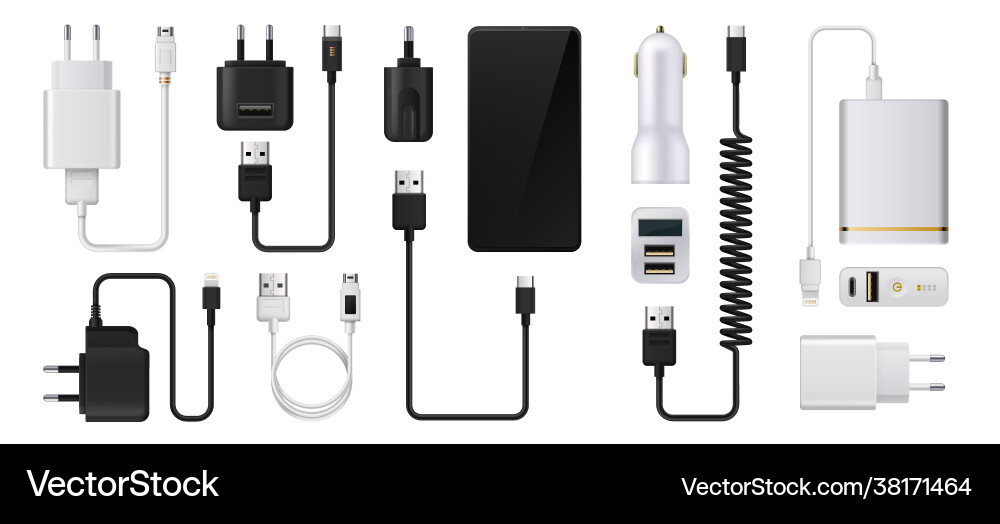 Phone charger realistic smartphone power supply Vector Image