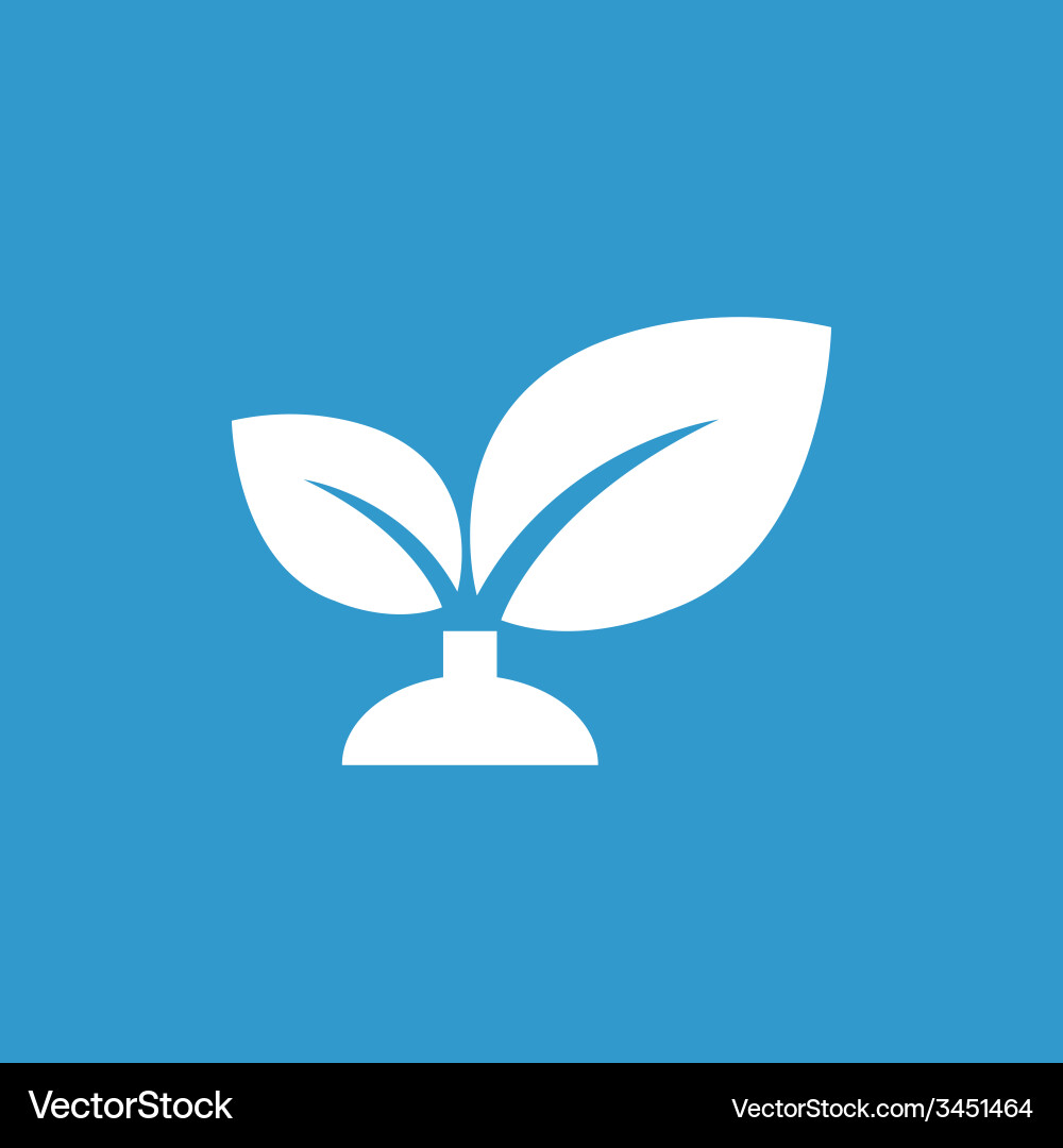Plant icon white on the blue background Royalty Free Vector