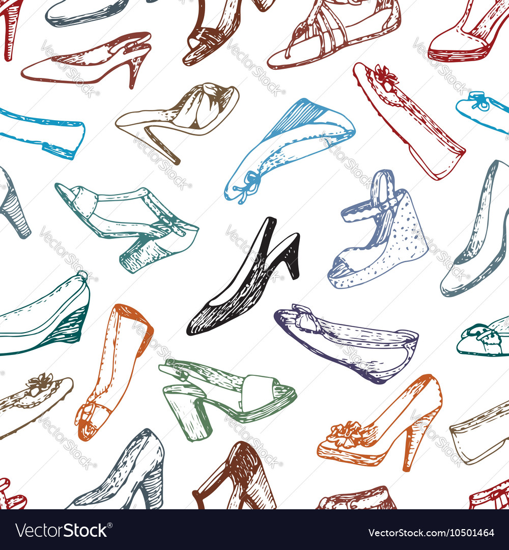 Shoes seamless pattern Royalty Free Vector Image