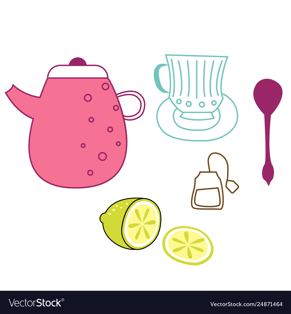 Tea time flat Royalty Free Vector Image - VectorStock
