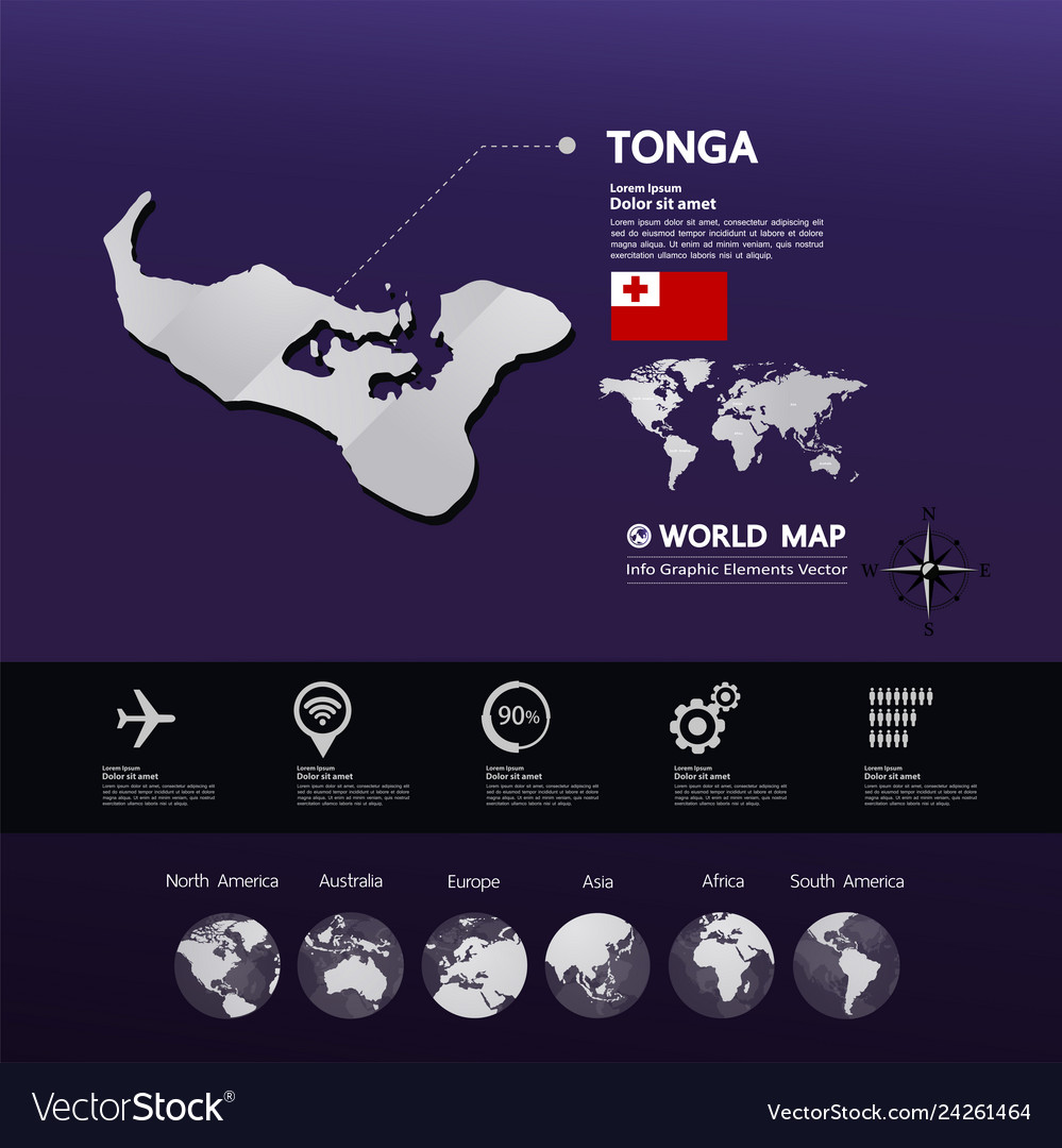 Tonga map Royalty Free Vector Image - VectorStock