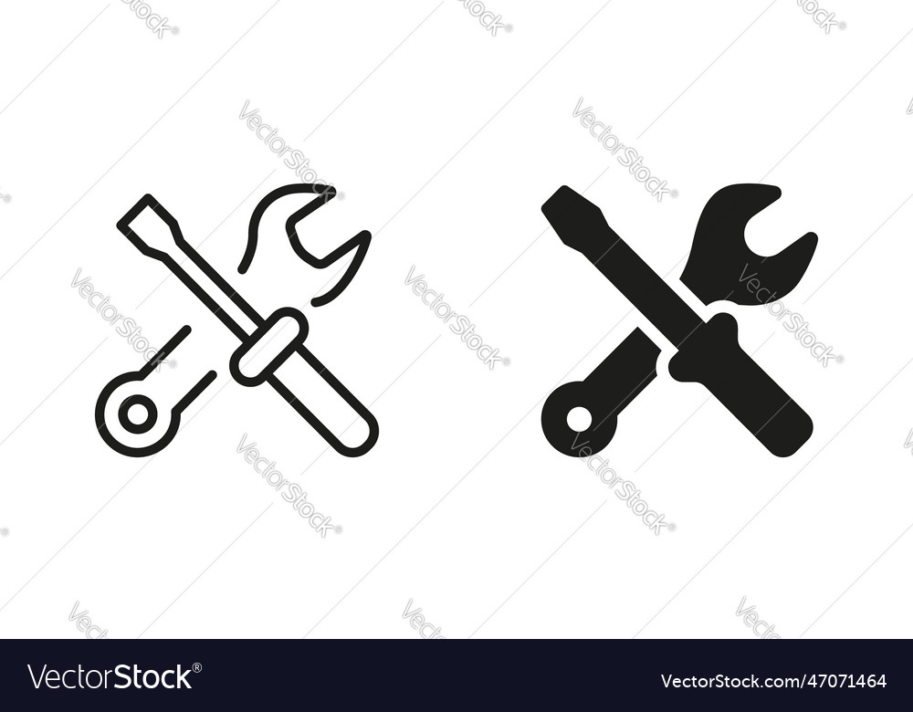 Toolkit linear and silhouette icon set cross Vector Image