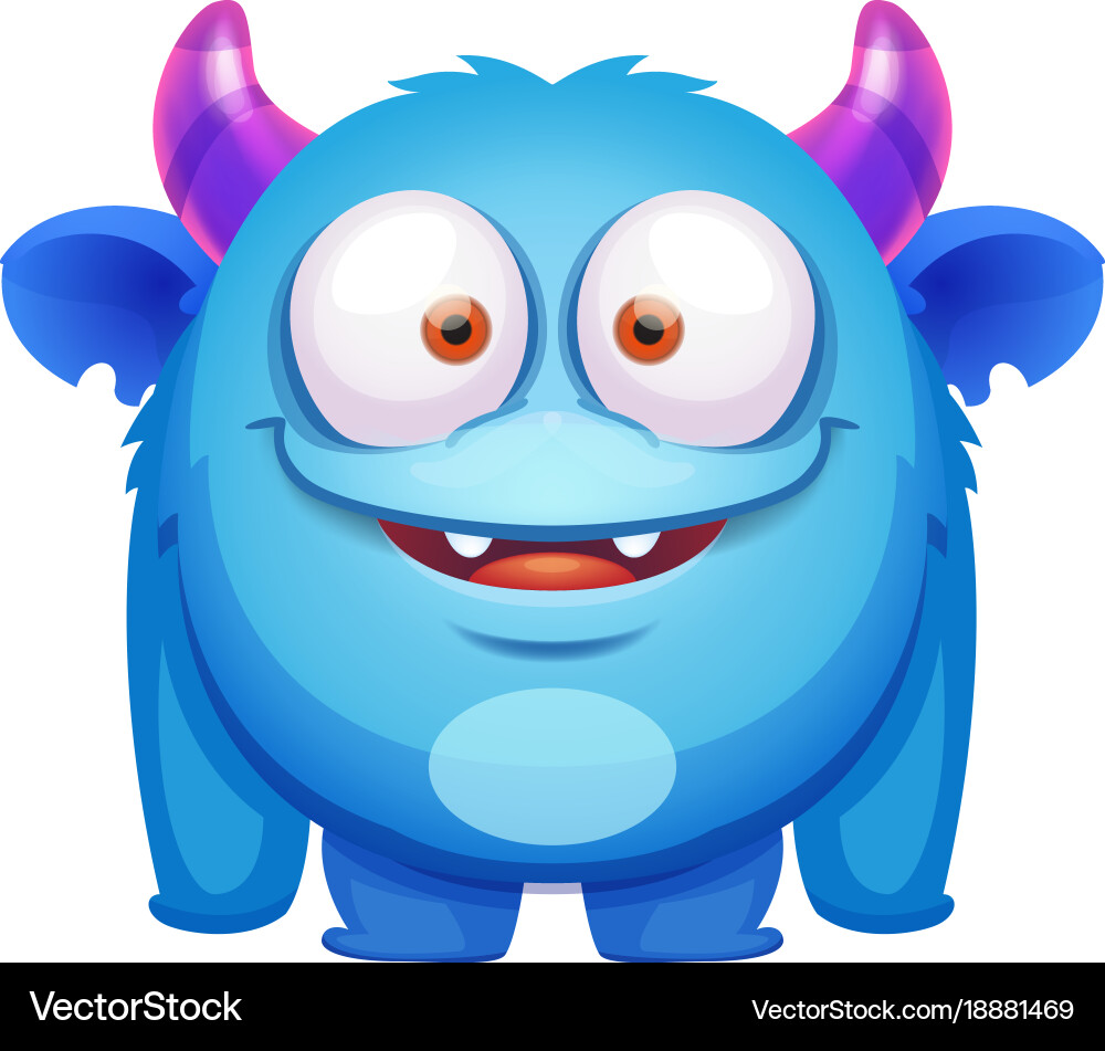 Cute blue monster Royalty Free Vector Image - VectorStock