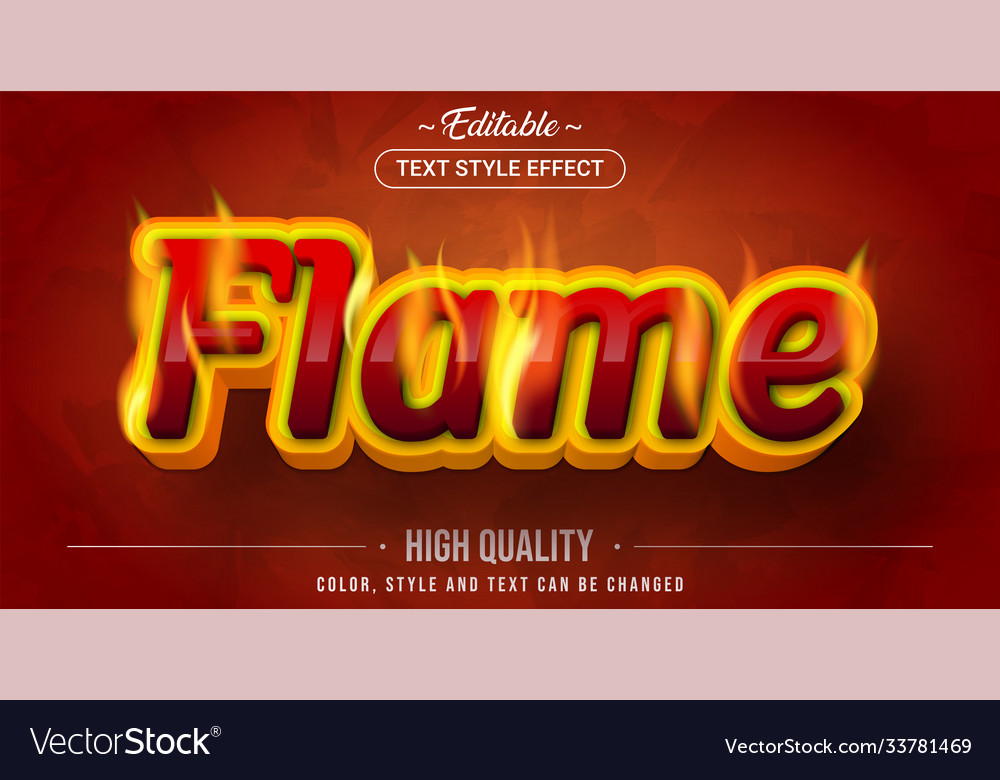 Editable text style effect - flame theme style Vector Image