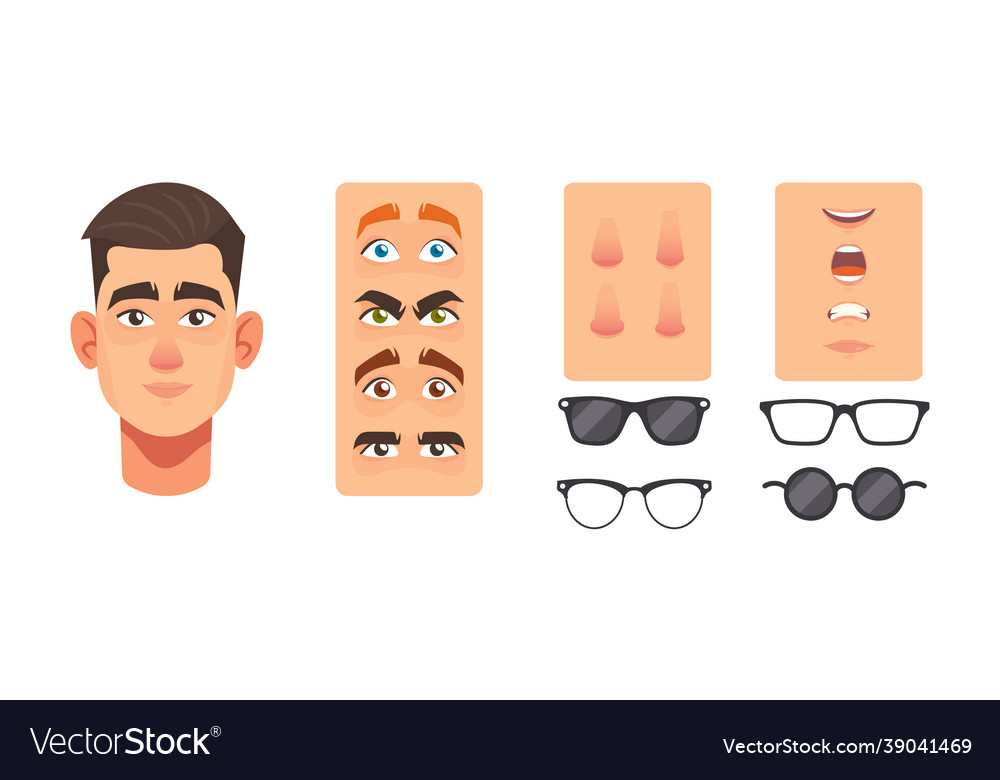Man Face Constructor Elements Avatar Creation Vector Image