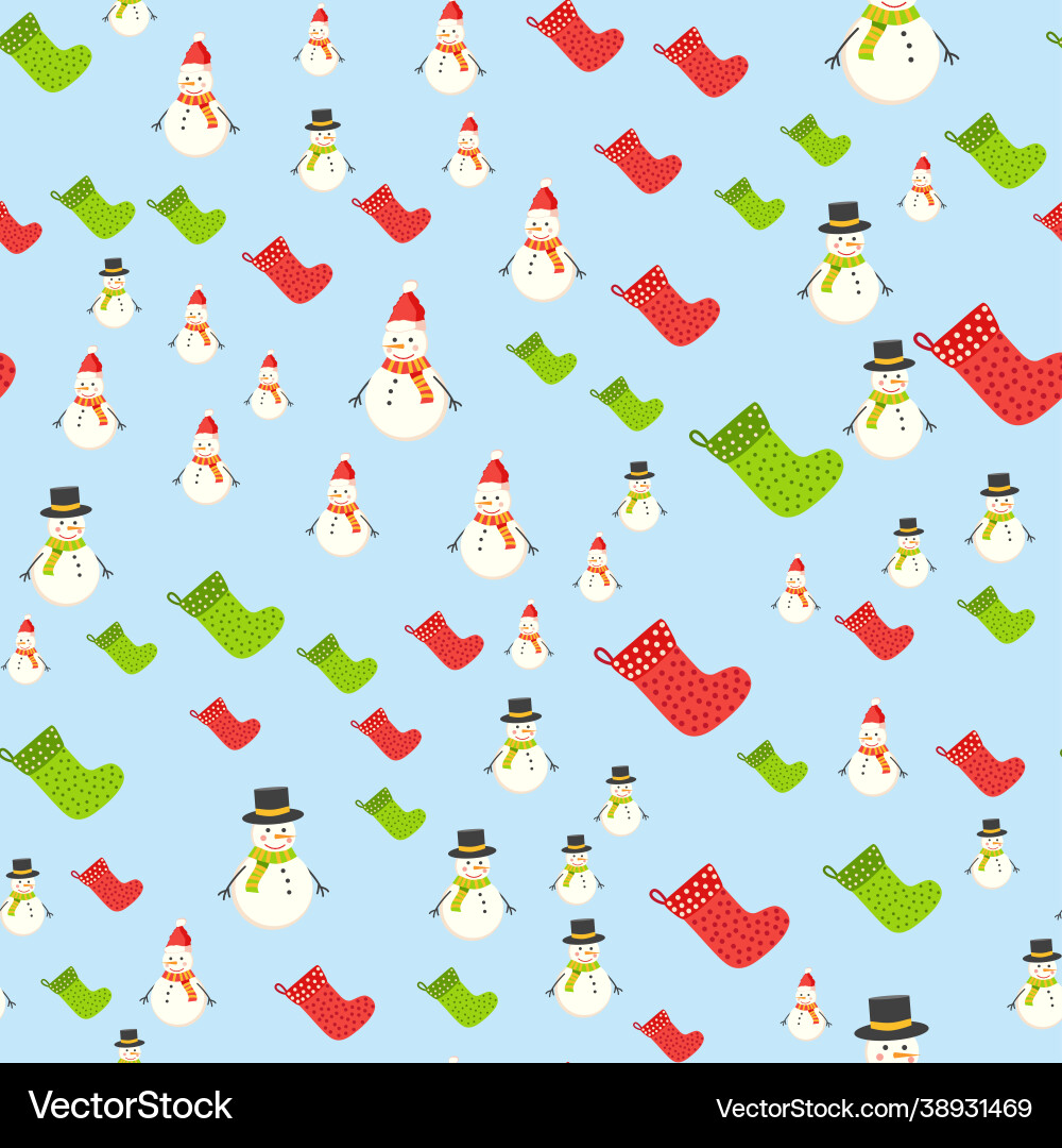 Seamless pattern with cute cartoon christmas Vector Image