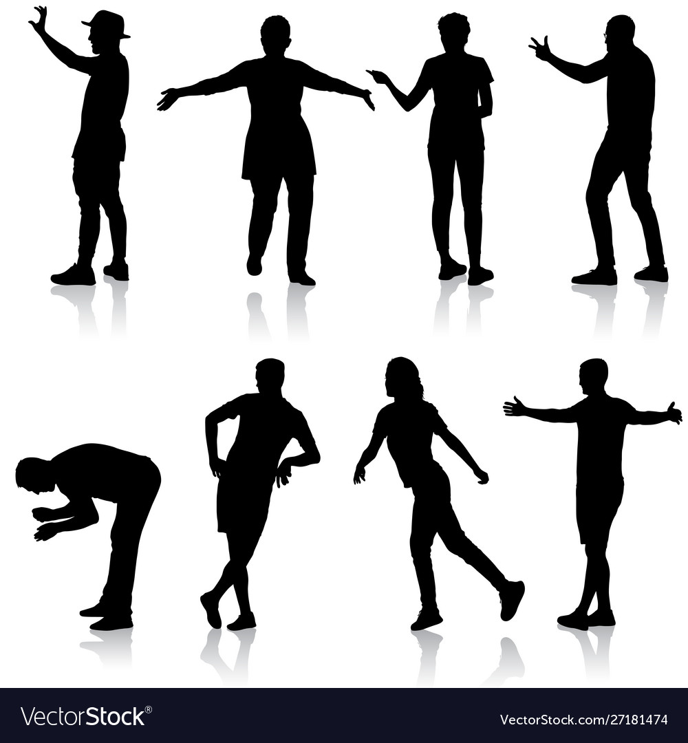 Black Silhouette Group People Standing Royalty Free Vector