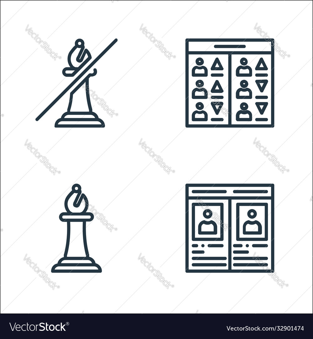 Chess game line icons linear set quality line set Vector Image