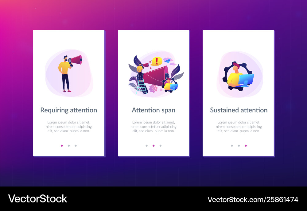 Draw attention app interface template Royalty Free Vector