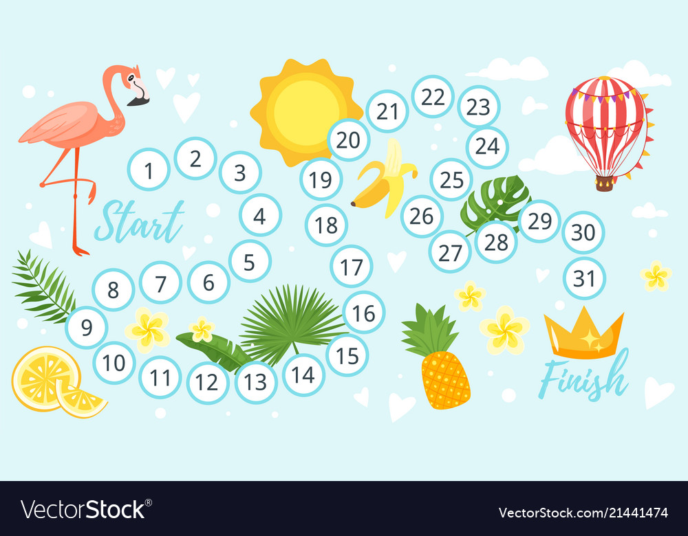 Summer board game template Royalty Free Vector Image