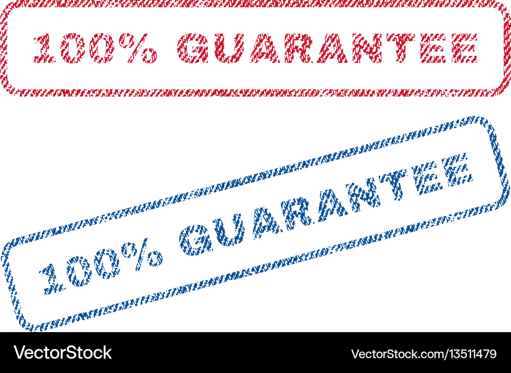 100 percent guarantee textile stamps Royalty Free Vector