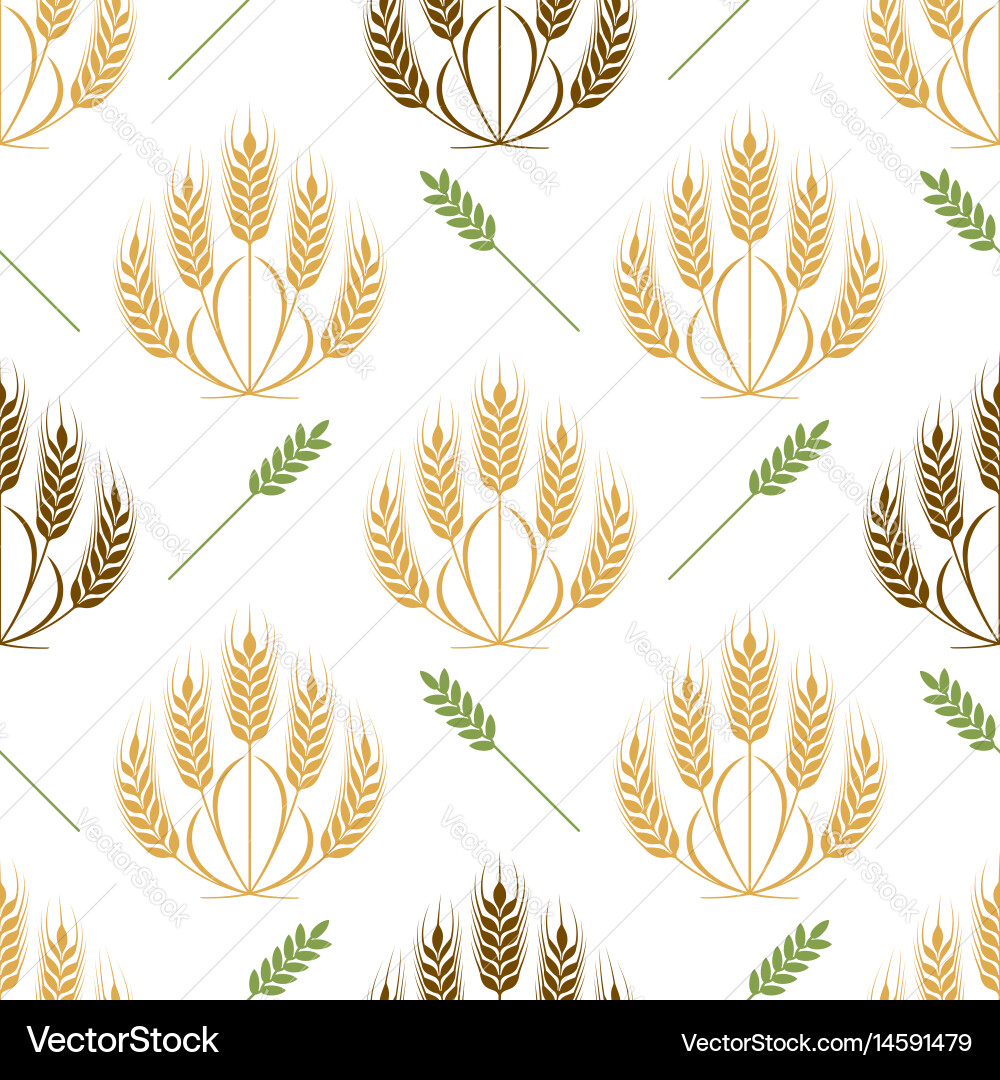 Ears of wheat and grains seamless pattern Vector Image