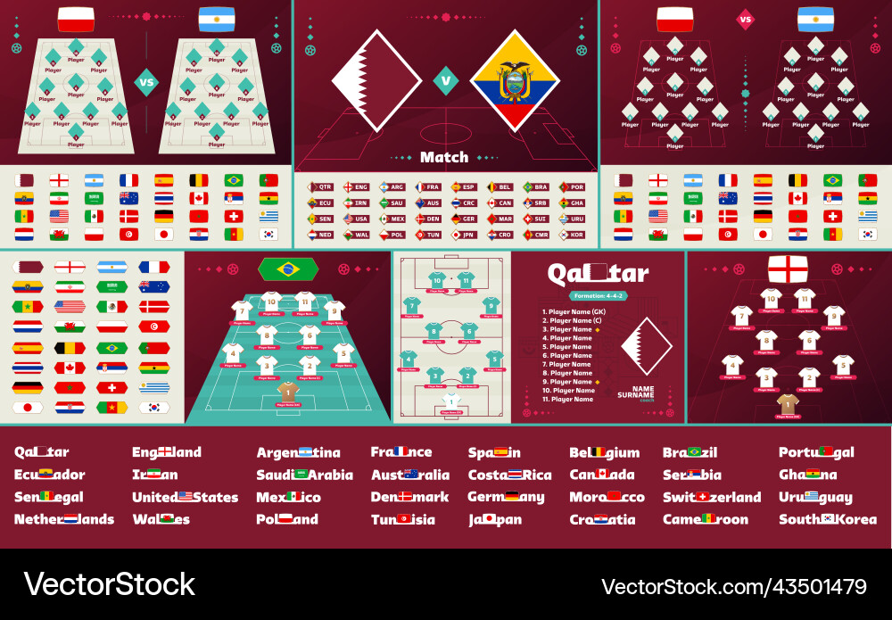 Football match versus or team formation set Vector Image